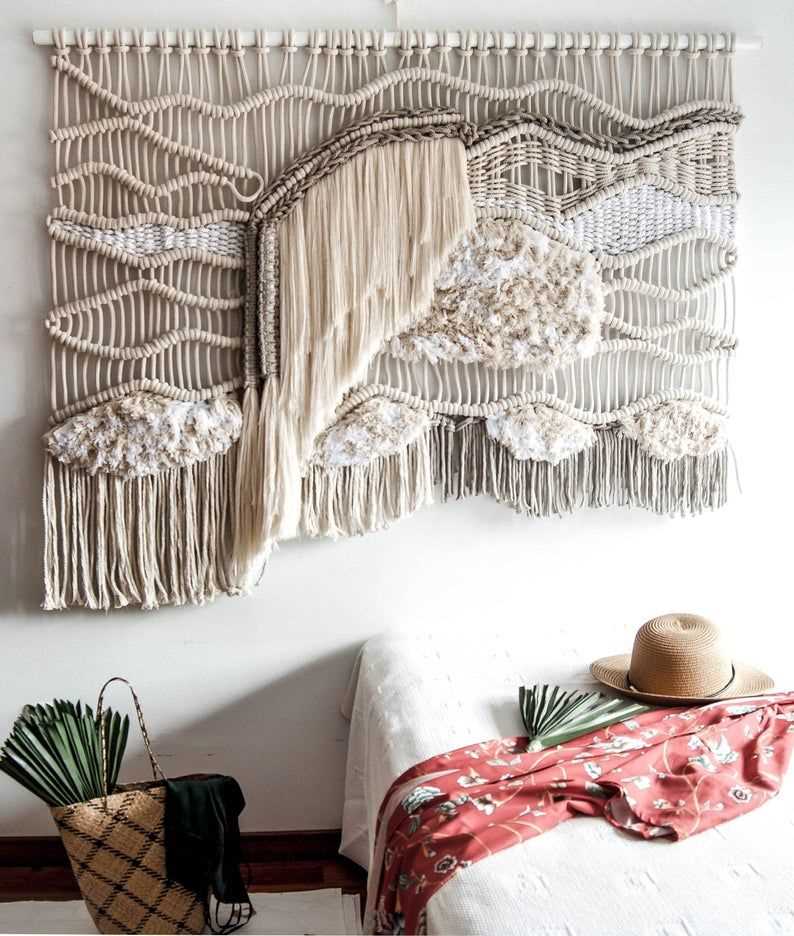 Unique pattern for a hand-knitted wall tapestry