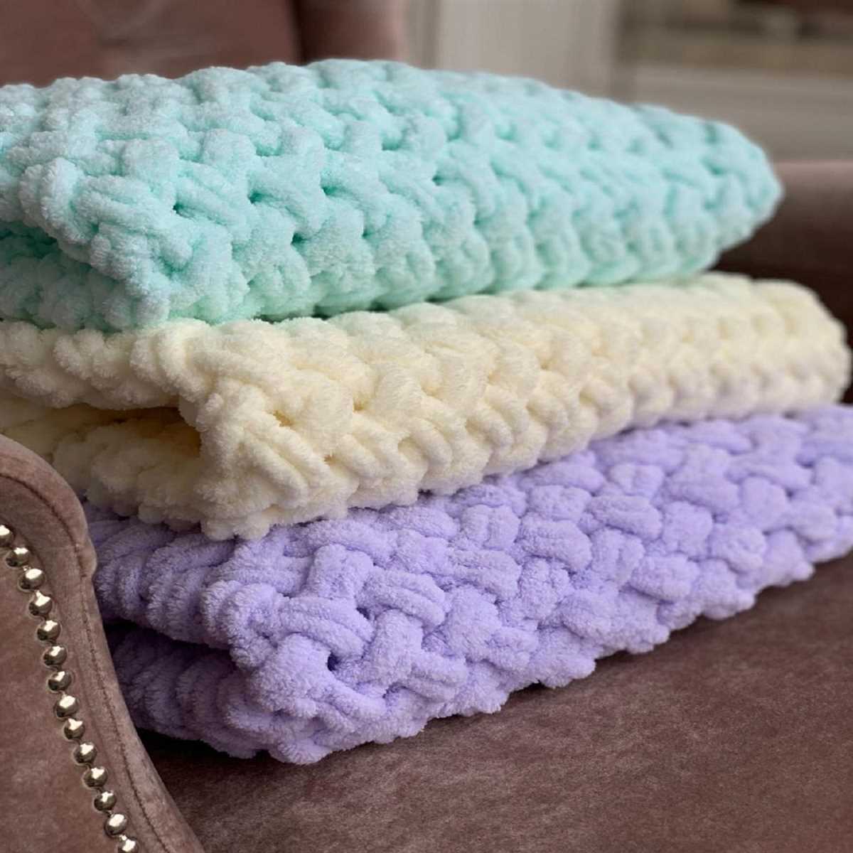 Cozy up with a hand-knit chunky blanket