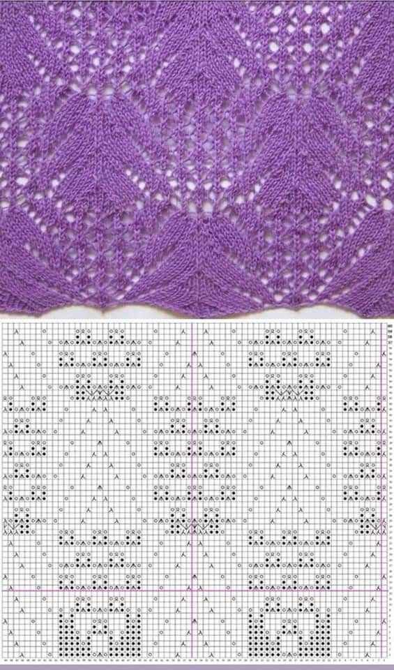 Delicate lace knitting pattern with feather motifs