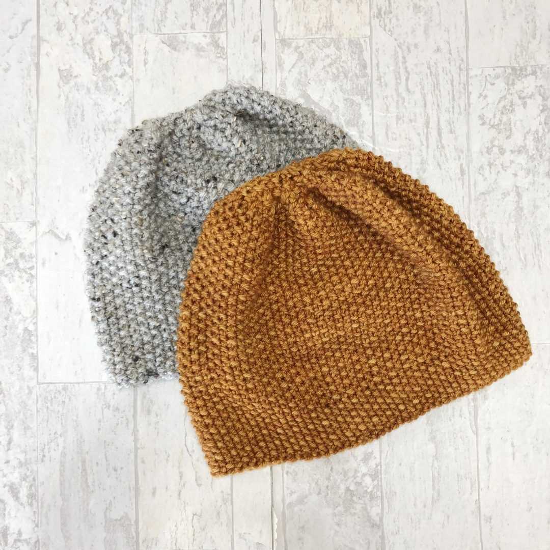 Unique seed stitch pattern for knit hats
