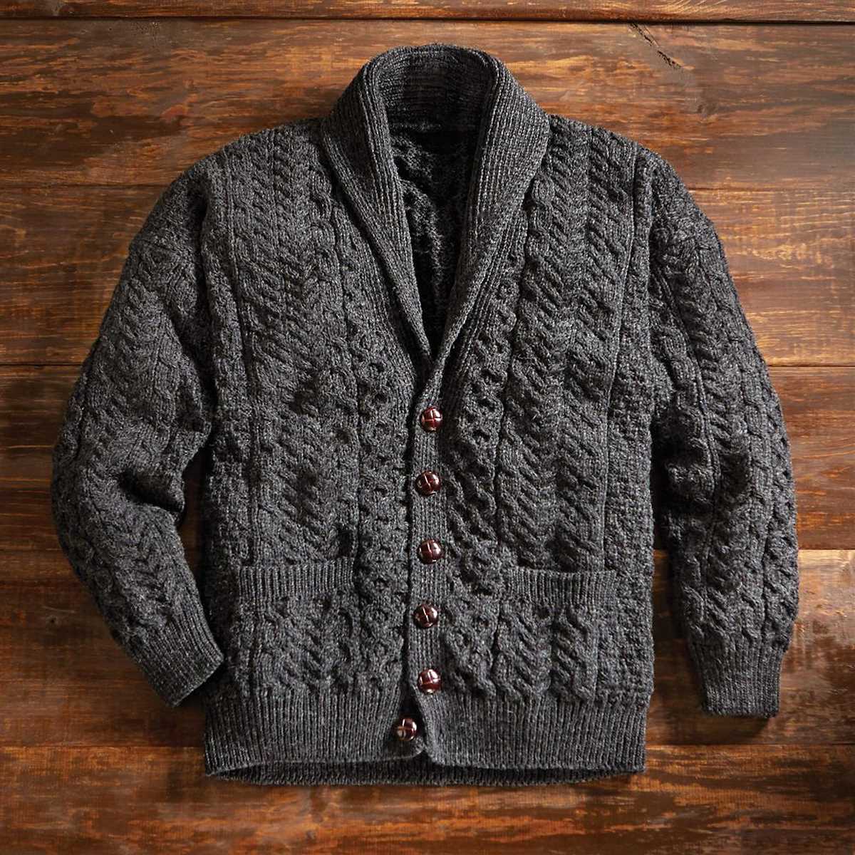 Stylish Knitting Pattern for Men's Cardigan with Shawl Collar
