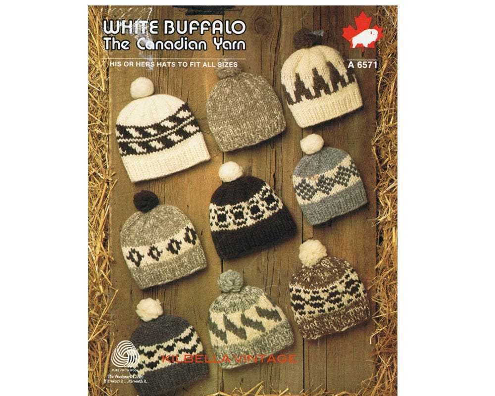 Unique knitting patterns with white buffalo designs
