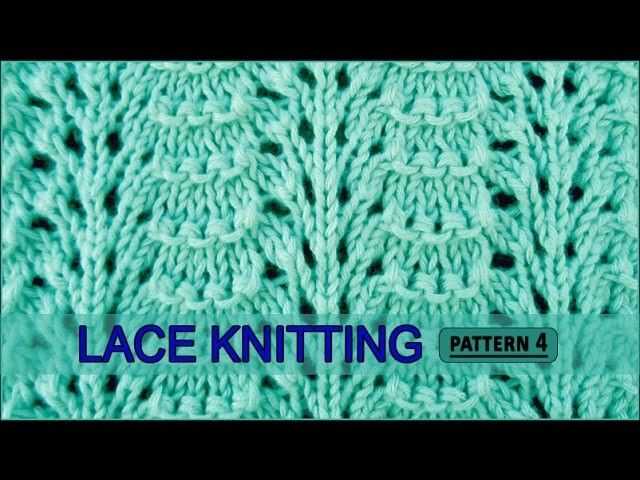Delicate lace knitting pattern with feather motifs