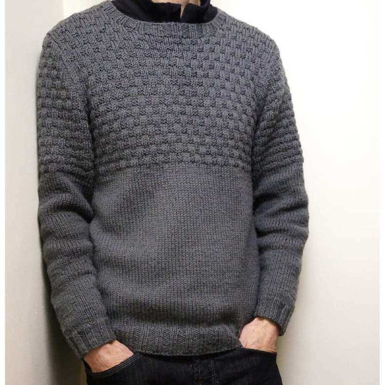 Round-Knit Sweater Pattern for Stylish Men