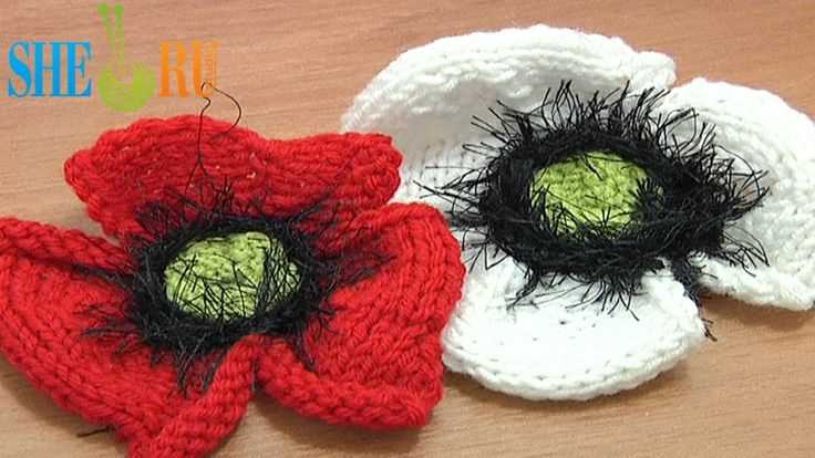 Free knitting pattern for a poppy brooch