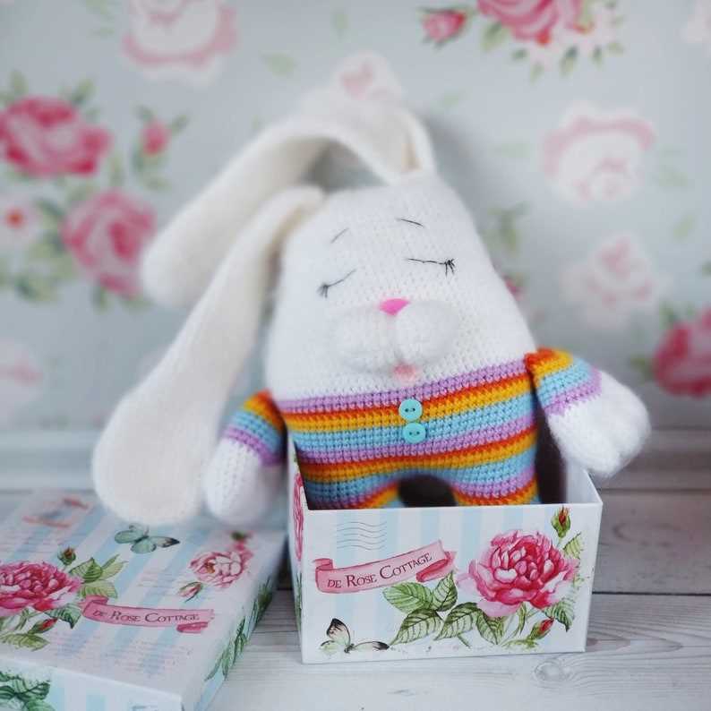 Adorable knitting patterns for a cuddly rabbit soft toy