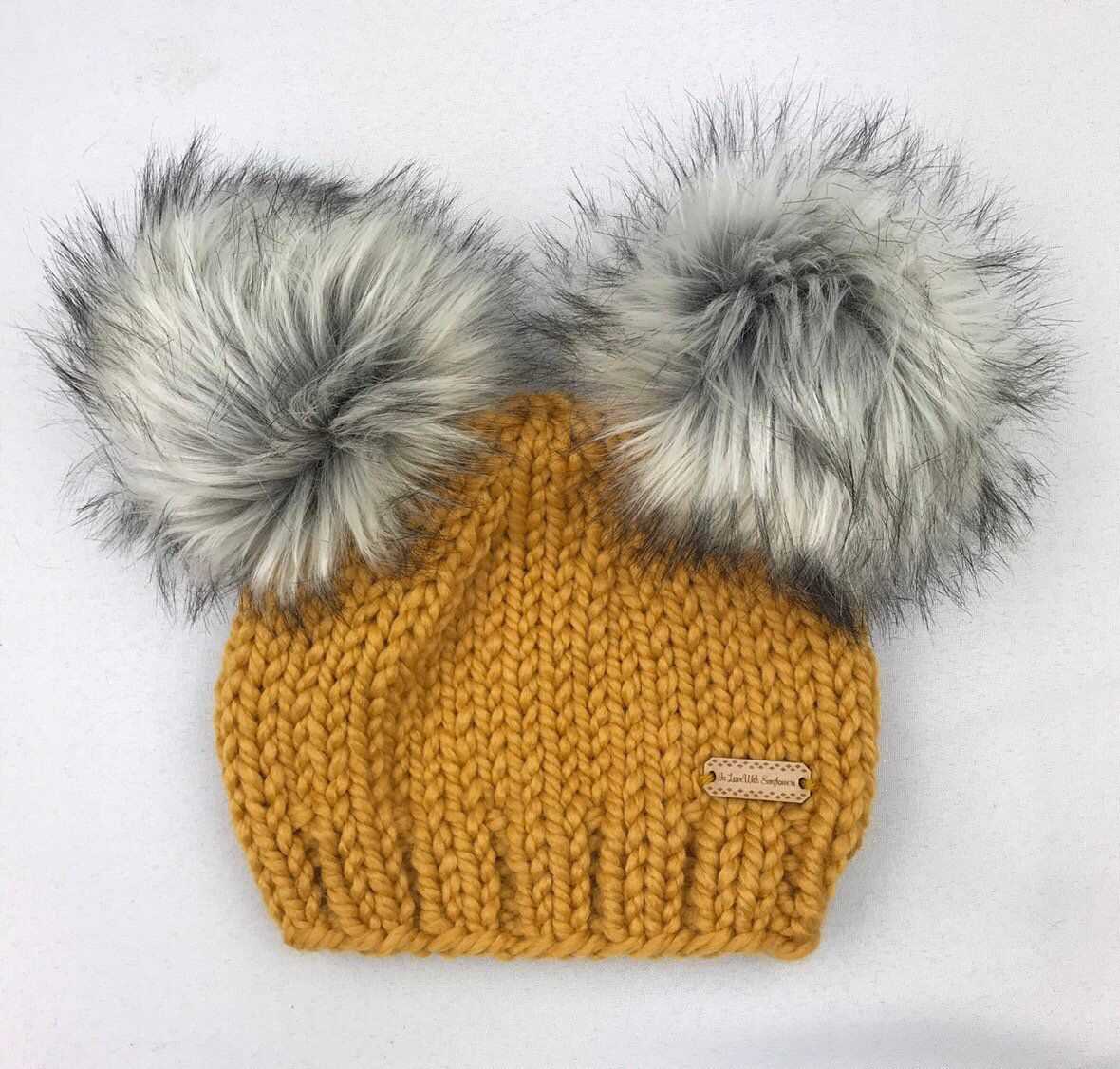 Knit a Cute Hat with Double Pom Poms