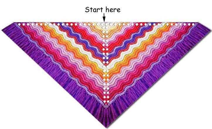 Delicate lace knitting pattern with feather motifs